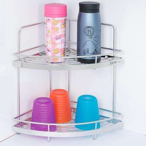 ITALIAN Series Sus304 2 Tier Corner L-shaped Corner Rack — Excel Hardware